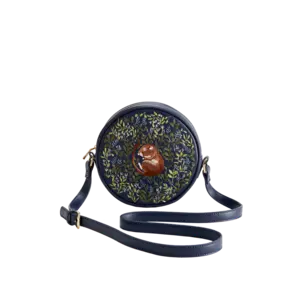 FABLE ENGLAND Chloe Circle Bag Embroidered Dormouse - Navy