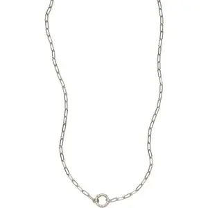 MADE BY MARY Jude Charm Necklace With CZ Link Lock Silver