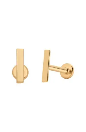 MADE BY MARY 14k Bar Stud Earring - 14k Solid Gold - Pair
