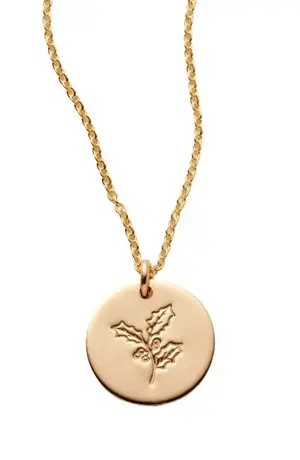 MADE BY MARY December Birth Flower Medallion Necklace - Gold Filled