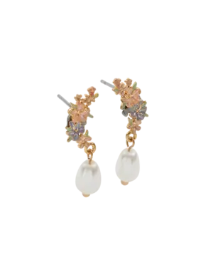 FABLE ENGLAND Hibiscus & Pearl Drop Earrings