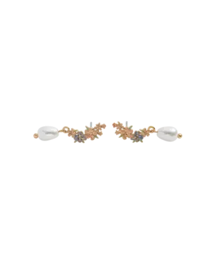 FABLE ENGLAND Hibiscus & Pearl Drop Earrings