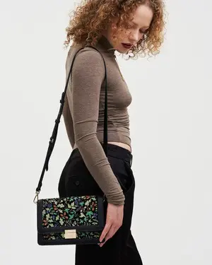FABLE ENGLAND Embroidered Crossbody Bag - Black