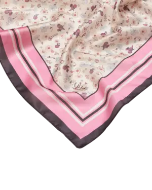 FABLE ENGLAND Deco Blooms Silky Lightweight Cream Scarf