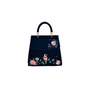 FABLE ENGLAND Mini Embroidered Top Handle Tote - Navy