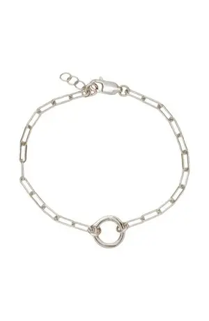 MADE BY MARY Jude Charm Link Bracelet With Link Lock - Silver
