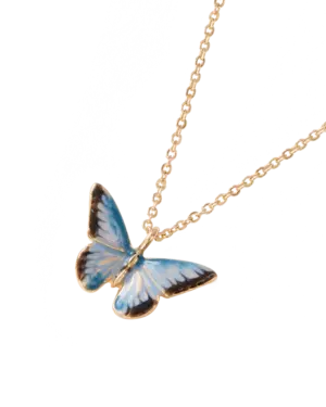 FABLE ENGLAND Enamel Butterfly Short Necklace - Multi & Gold