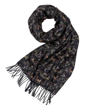 FABLE ENGLAND A Night's Tale Woodland Midnight Heavy Weight Scarf - Black