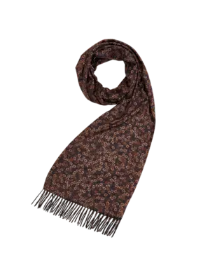 FABLE ENGLAND Deco Blooms Ditsy Scarf With Tassels - Black