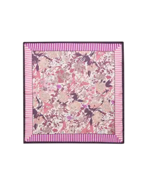 FABLE ENGLAND Deco Blooms Candy Stripe Square Scarf Pink