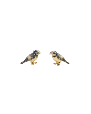 FABLE ENGLAND Enamel Blue Tit Stud Earrings - Multi & Gold