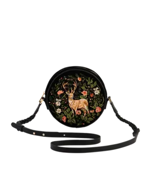 FABLE ENGLAND Aurora Fawn Embroidered Circle Bag - Black