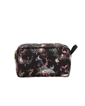 FABLE ENGLAND Wonderland Printed Wash Bag - Black
