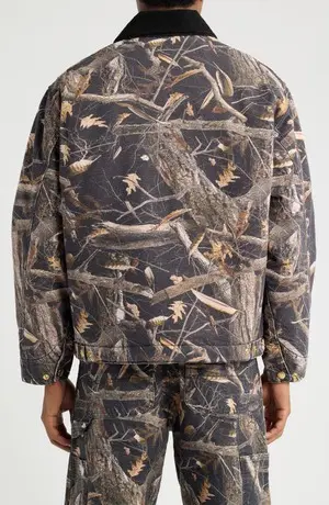 Carhartt Work In Progress Og Detroit Organic Cotton Canvas Jacket - Camo Feather Tree/black