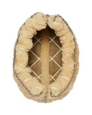 Tory Burch Mini Fleming Shearling Hobo Bag - Ivory