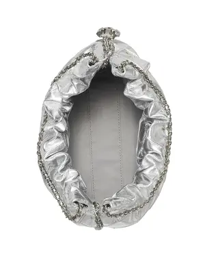 Tory Burch Fleming Mini Metallic Leather Hobo Bag - Silver
