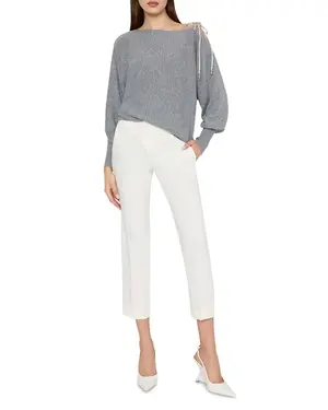 MILLY Ida Bow Detail Sweater - Grey Heather
