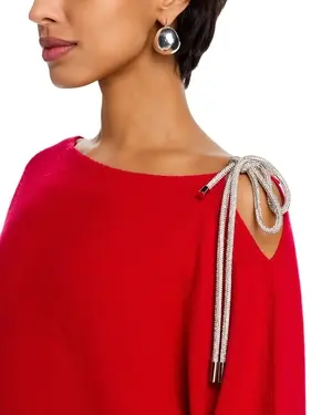 MILLY Ida Bow Detail Sweater - Red
