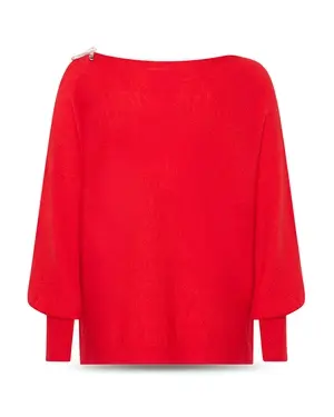 MILLY Ida Bow Detail Sweater - Red