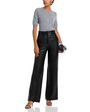 MILLY Rosalyn Rhinestone Embellished Crewneck Top