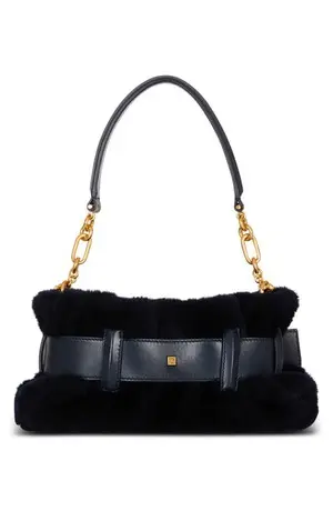 Balmain Mini Anthem Shearling Shoulder Bag