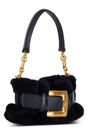 Balmain Mini Anthem Shearling Shoulder Bag