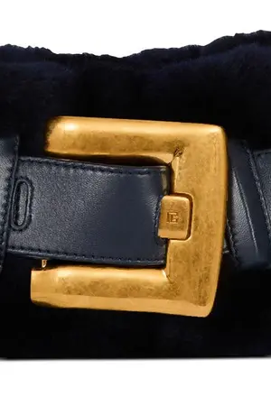 Balmain Mini Anthem Shearling Shoulder Bag