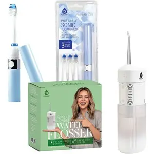 PURSONIC Compact Travel Oral Care Bundle: Portable Usb Rechargeable Collapsible Water Flosser And Portable Electric Toothbrush - Multicolor