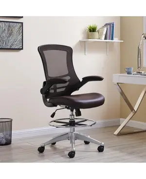 MODWAY Attainment Vinyl Drafting Chair - Brown