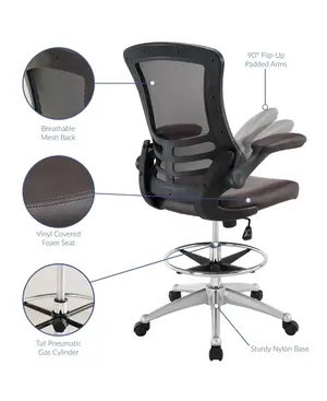 MODWAY Attainment Vinyl Drafting Chair - Brown