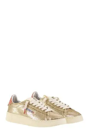 AUTRY Dallas Sequinned Low Top Sneakers - Gold/red