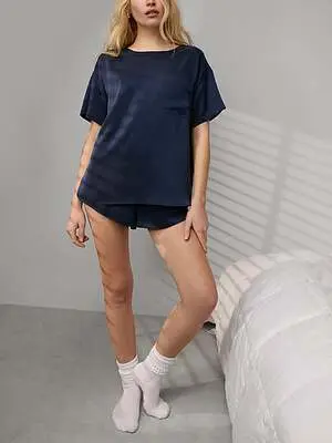 Victoria's Secret Lunya Washable Silk Tee Short Set - Blue