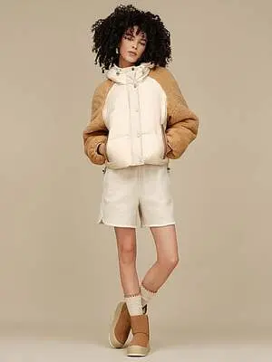 Pink Ugg® Mykah Uggbraid Puffer Jacket - Beige