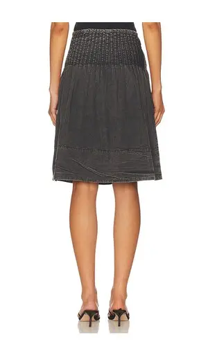 Free People Peyton Pintuck Midi Skirt - Washed Black