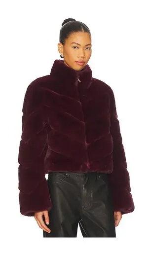 Generation Love Chevron Faux Fur Jacket - Cabernet