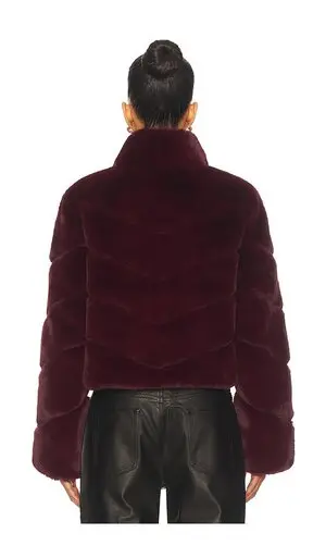 Generation Love Chevron Faux Fur Jacket - Cabernet