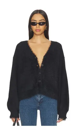 MORE TO COME Sunniva Fuzzy Knit Cardigan With Scarf Detail