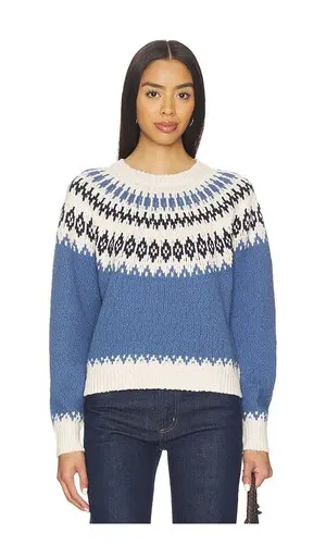 Autumn Cashmere Chunky Fair Isle Crew Sweater - Bluestone Combo
