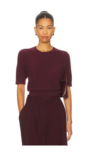 FRAME Ladder Pointelle Sweater In Burgundy - Cabernet