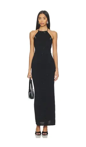 ASTA RESORT Sequin Knit Maxi Dress - Black Sequin