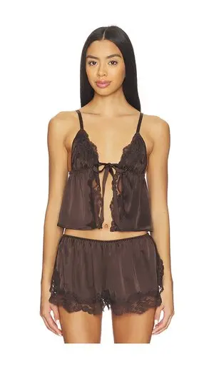 KAT THE LABEL Madeline Camisole Top - Espresso