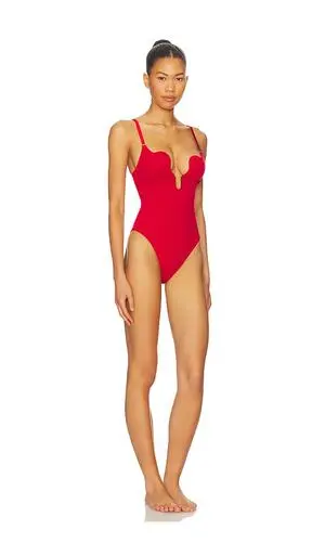 FLEUR DU MAL Le Stretch Micro Seduce U-plunge Bodysuit - Rouge