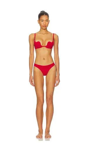 Fleur Du Mal Le Stretch Micro Thong In Red
