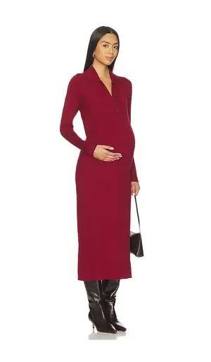 Hatch The Averie Polo Ribbed Sweater Dress - Cranberry