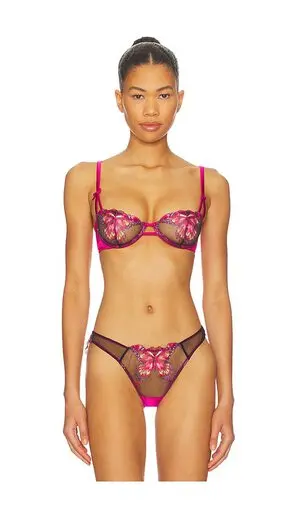 Fleur Du Mal Butterfly Embroidery Balconette In Pink - Cerise