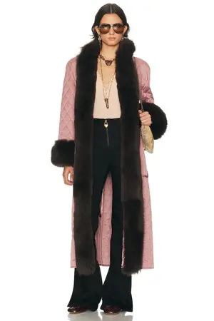 Chloé Coat With Fur Trim - Ginger Brown