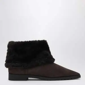 TOTEME Suede Ankle Boots With Shearling Lining - Green