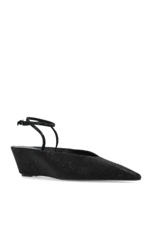 Tory Burch Pave Embellished Wedge Shoes - Black