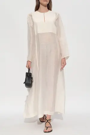 Tory Burch Loose-fit Linen-silk Dress - Cream