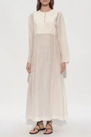 Tory Burch Loose-fit Linen-silk Dress - Cream
